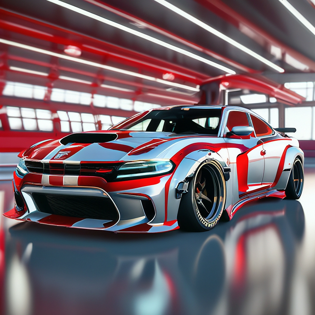 "Dodge charger primary color bard and light red stripes hyper detailing ...