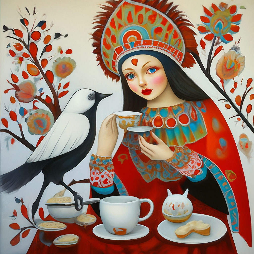 "Russian Russian folk kokoshnik, the mythical bird Sirin with a female ...