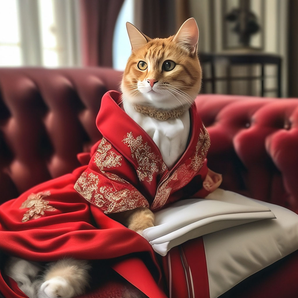 "🎀koto-model🐱 cat in beautiful elegant clothes,red fur,100% density ...