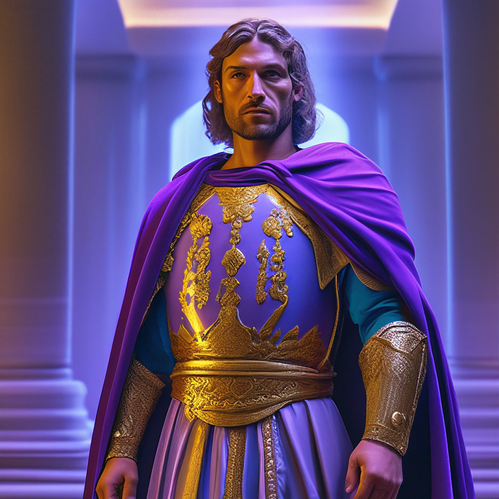 "Ancient roman wearing a purple robe" — image created in Shedevrum