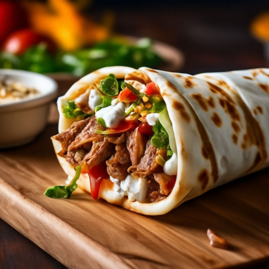 "Shawarma, street food,, aesthetically pleasing, realistic ...