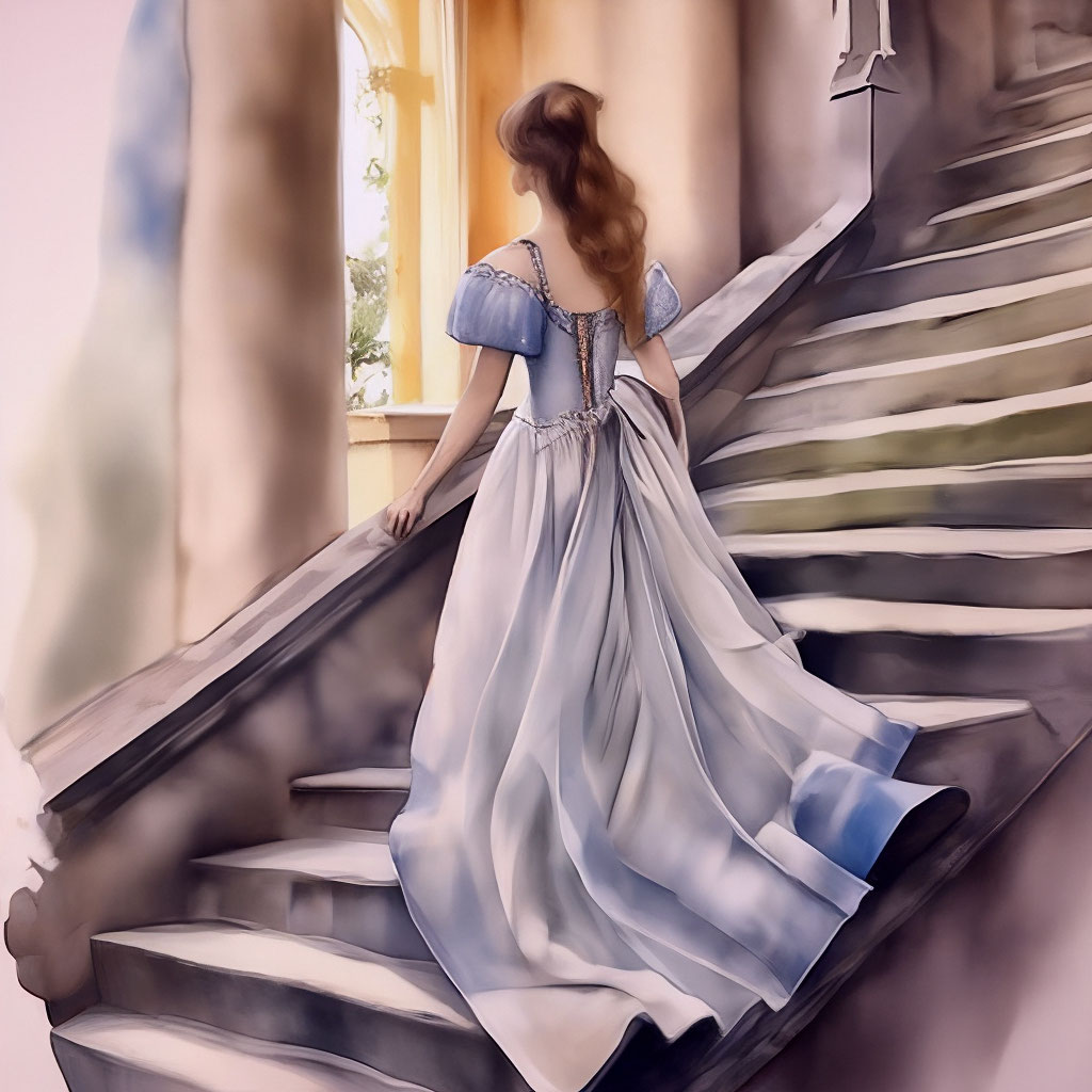 "Detailed drawing with whitewash gouache brush on a watercolor ...