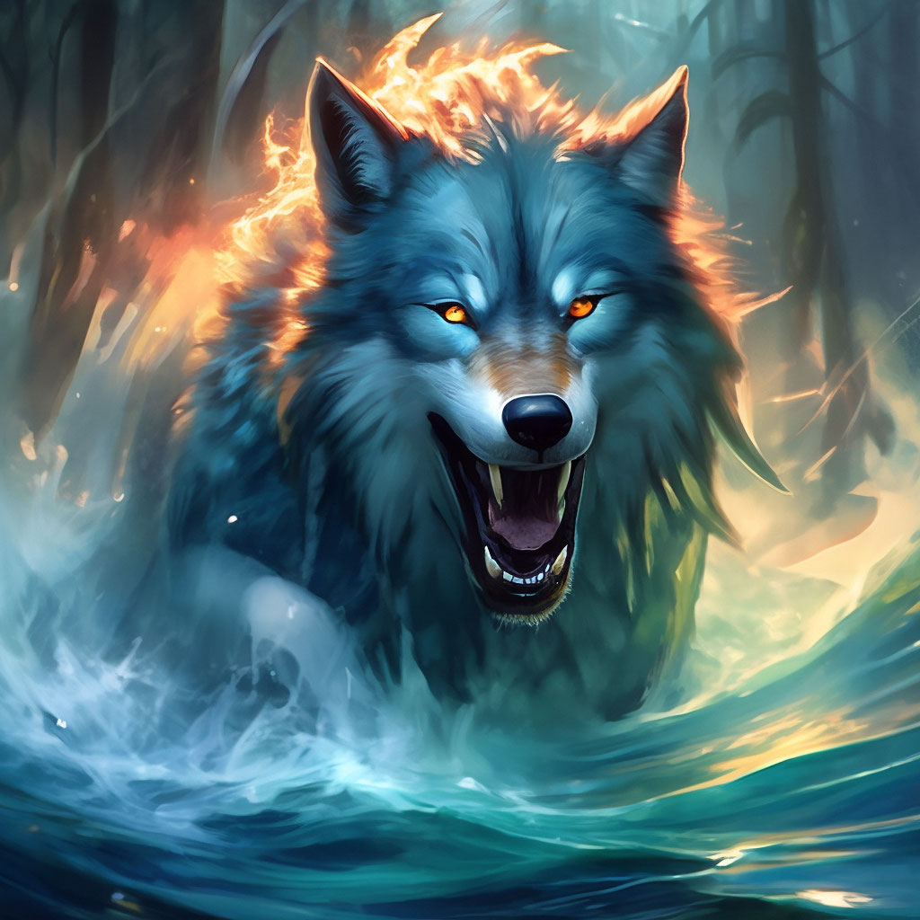 "The water wolf" — image created in Shedevrum