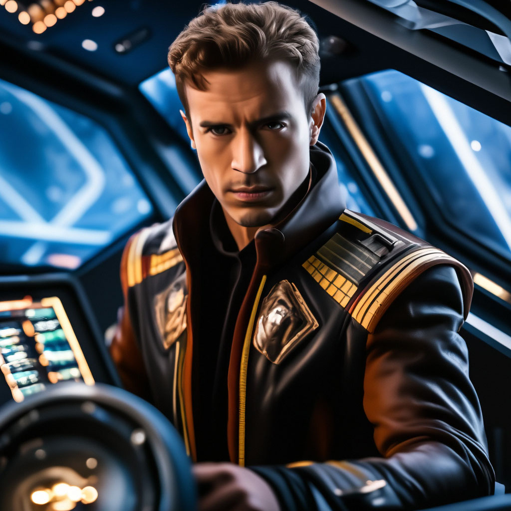"The commander of the inter-galactic starship at the helm" — image ...