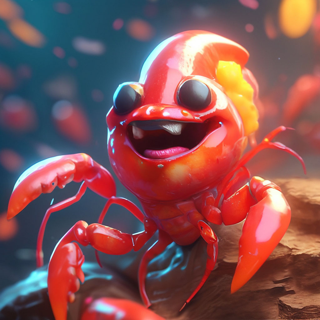 "Caricature, shrimp ,colors grunge aesthetics, texture, Tongue texture ...