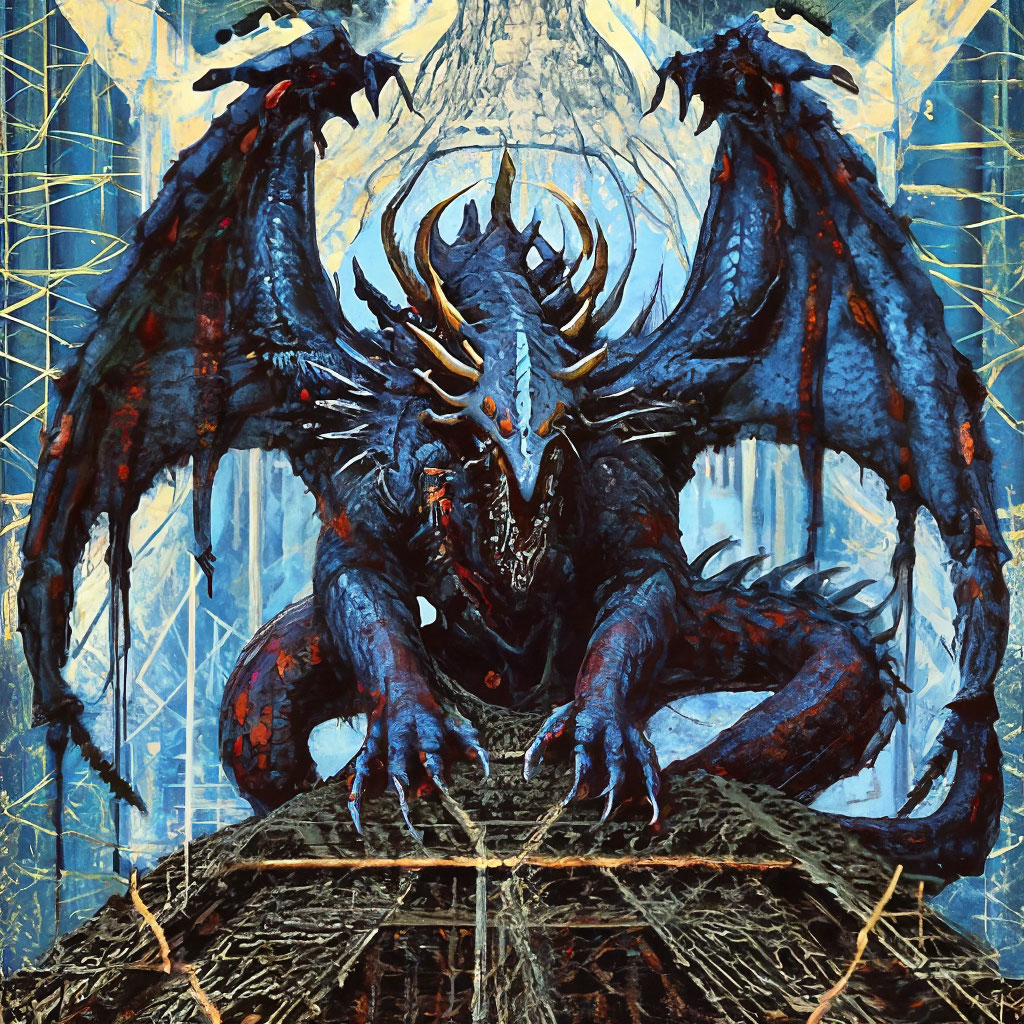 "A dragon with eight spider legs, an arachnodragon with wings, crawling ...