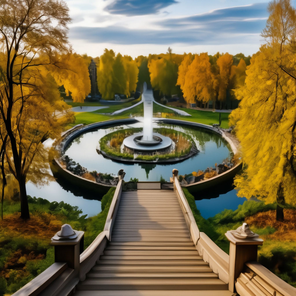 "Panorama, top view, autumn, descent from the stairs to the Green ...