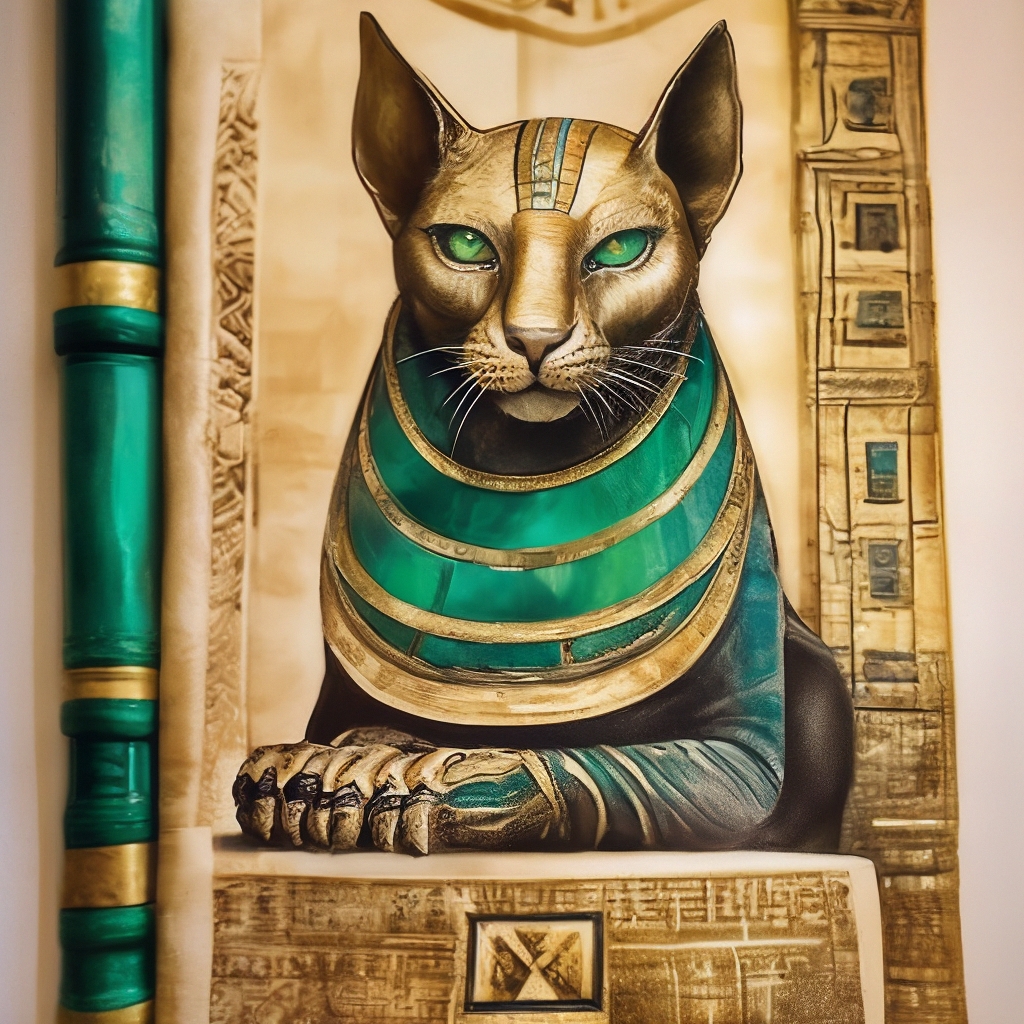 "Sphinx (scroll of ancient papyrus, the scroll depicts a sphinx with ...