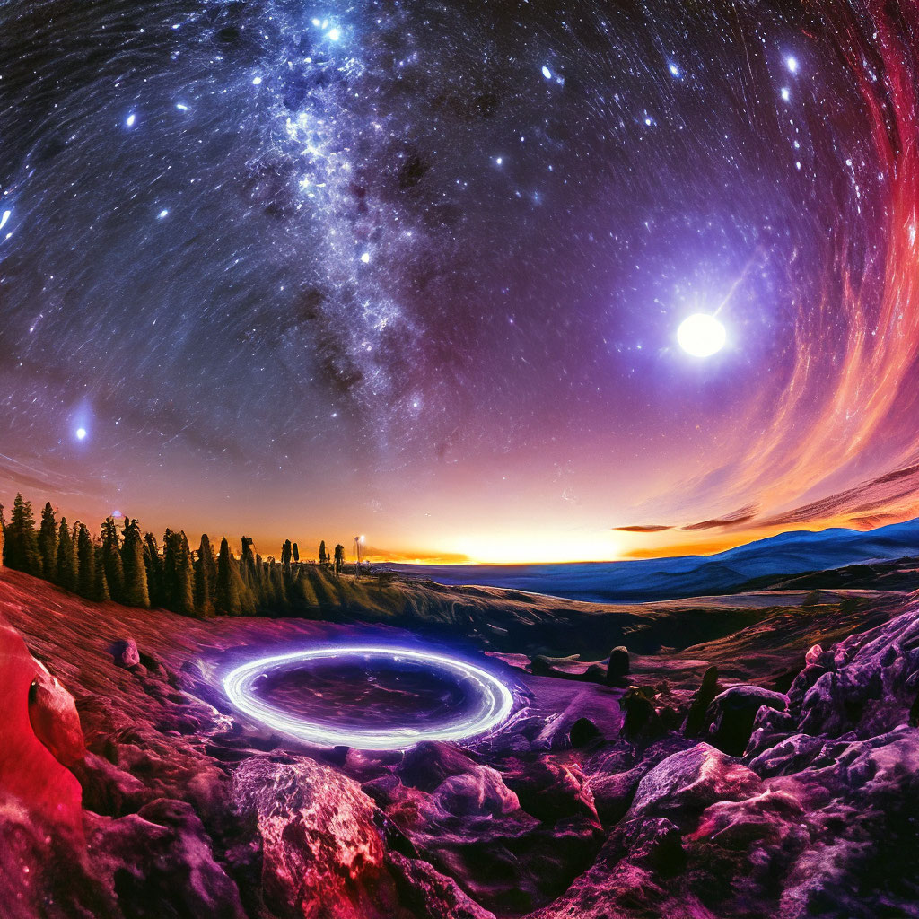 "Scenery beside the white dwarf near a white+purple+scarlet planet in ...