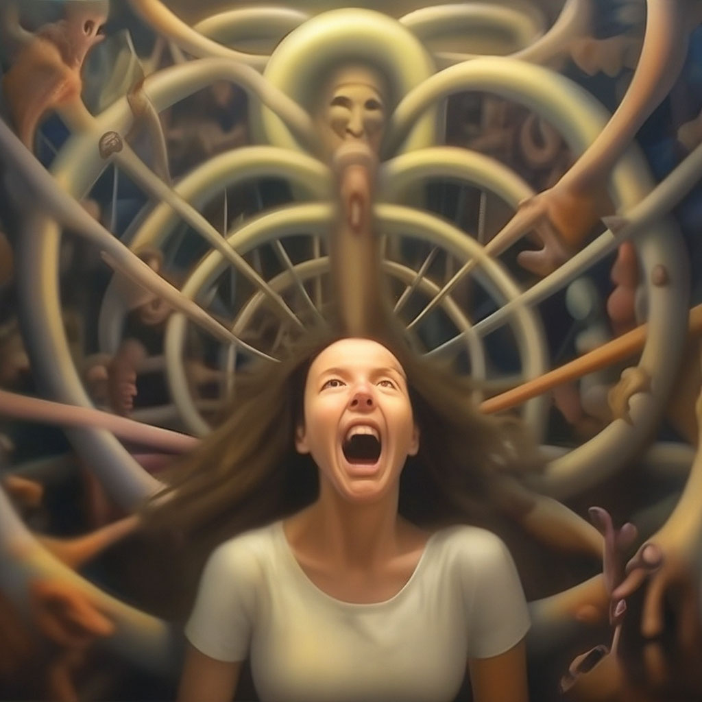 "Lissophobia - fear of going crazy" — image created in Shedevrum