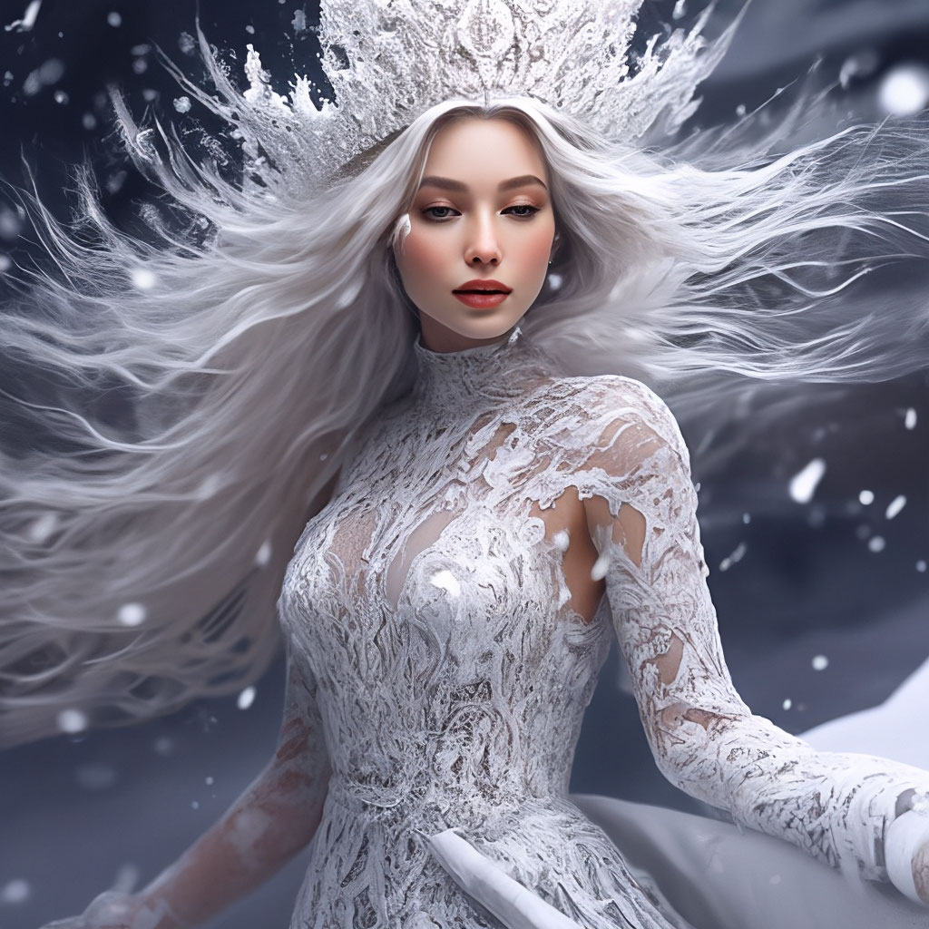 "👩‍🦰 snowstorm girl with snow-covered eyelashes, beautiful refined face ...