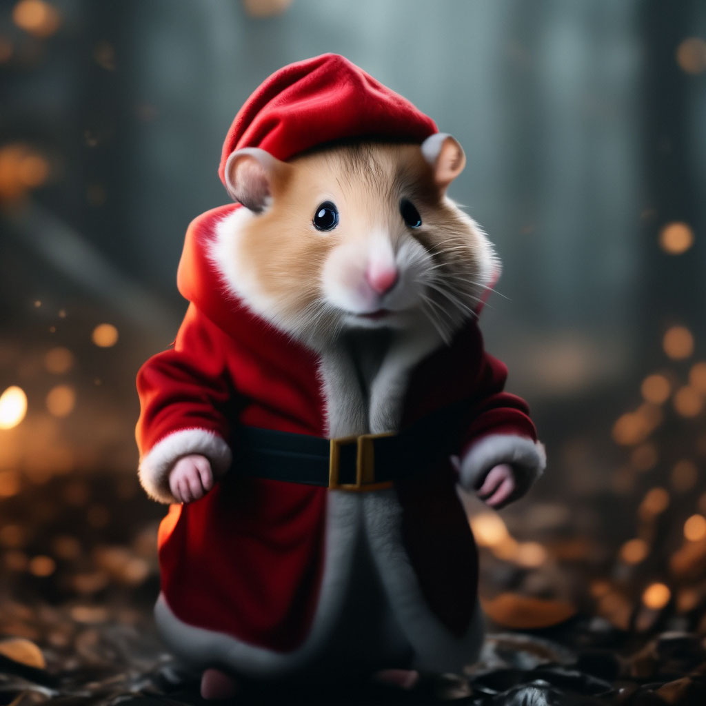 "A hamster in a Santa Claus costume" — image created in Shedevrum