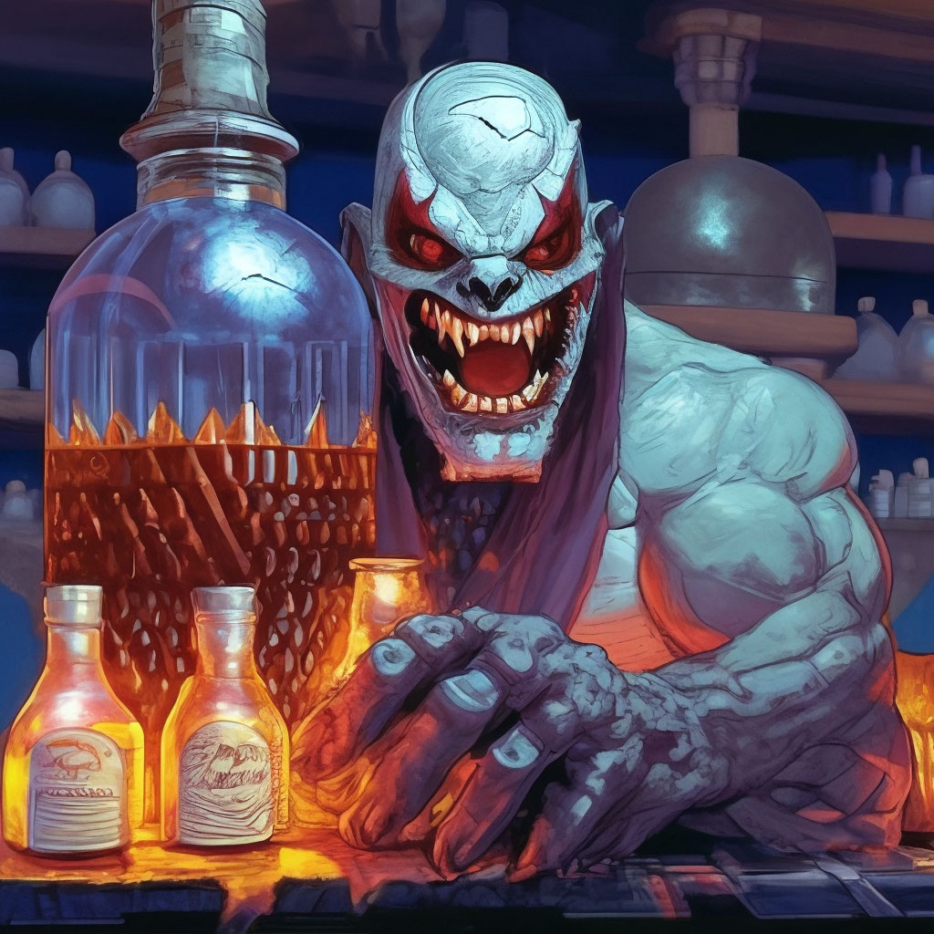 "The evil grinning Fanged man is a moonshine distiller, a Marvel ...