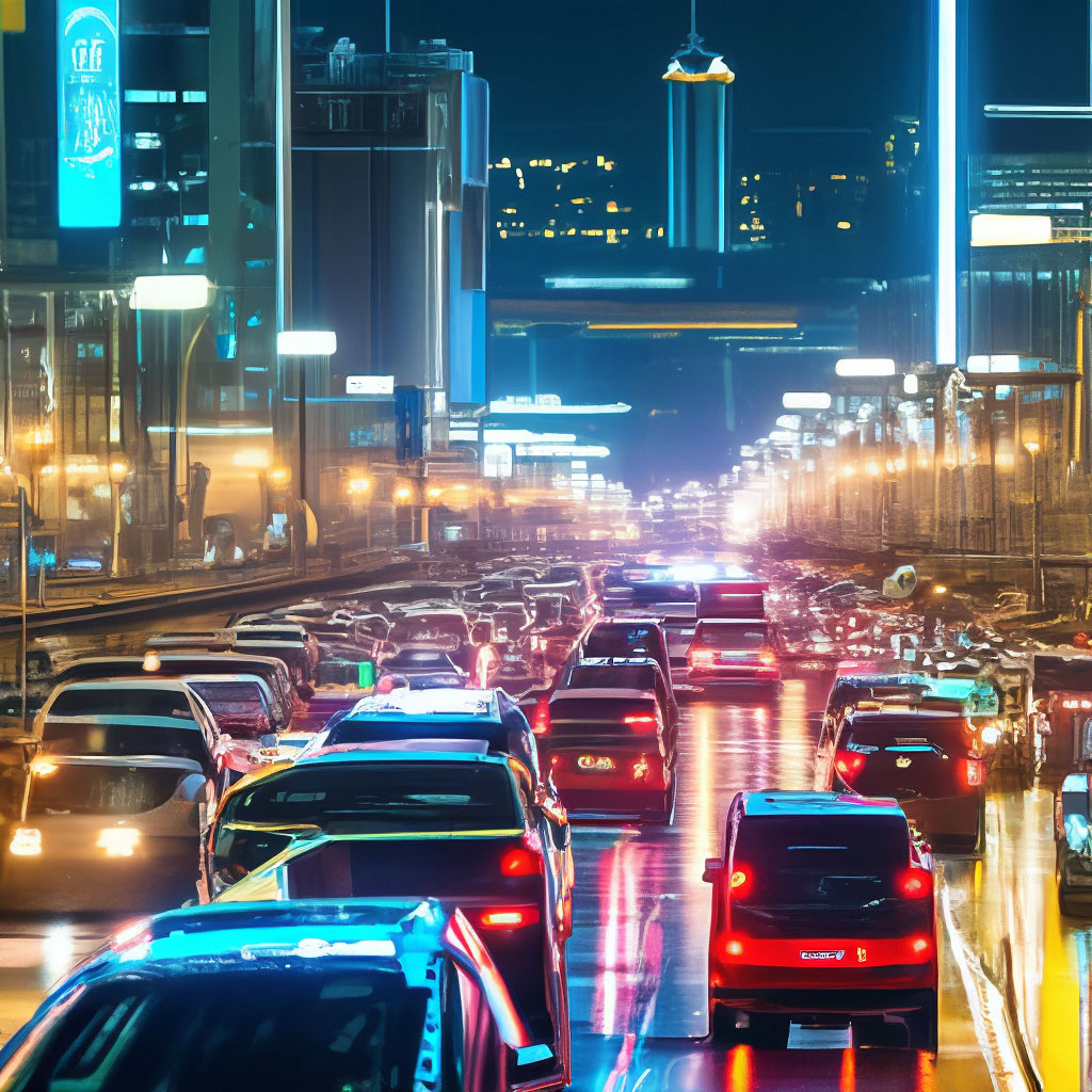 "Traffic jam in Astana" — image created in Shedevrum