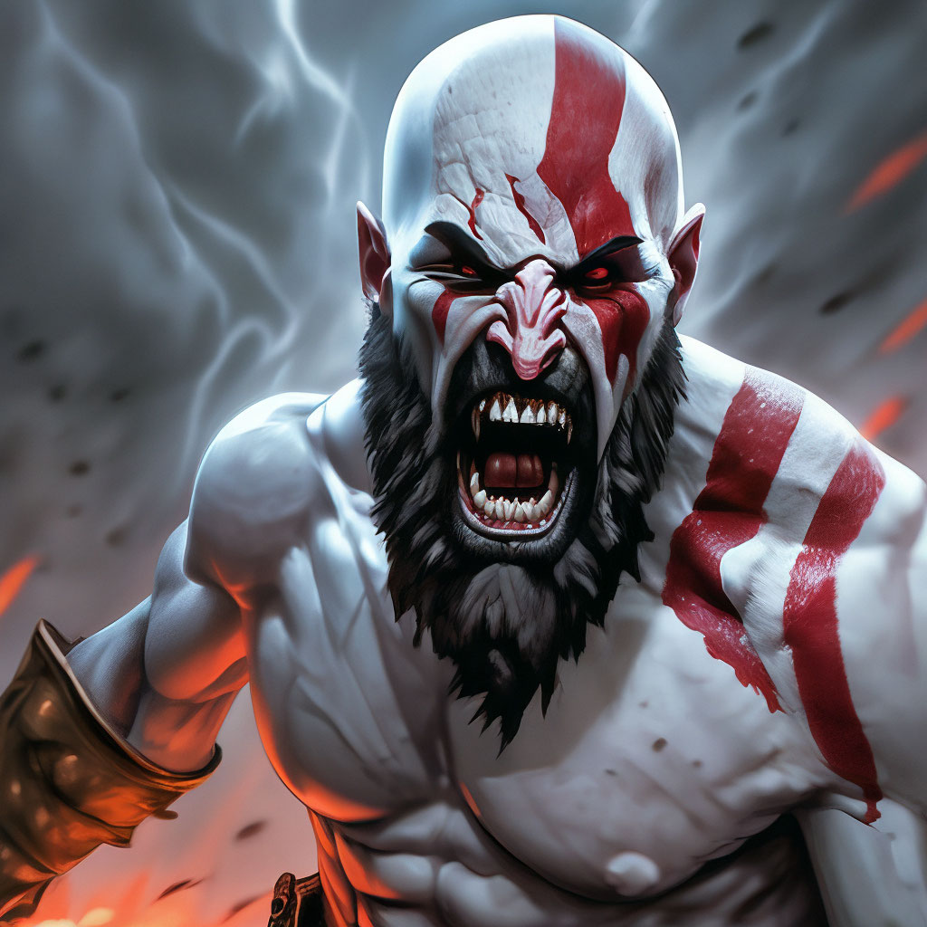 "Kratos is screaming!" — image created in Shedevrum