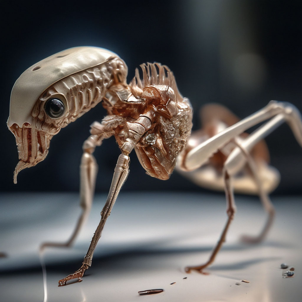 "The skeleton of an alien ant" — image created in Shedevrum