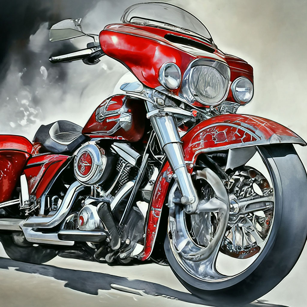 "Baggers Motorcycle Watercolor on wet, delicate, thin drawing in black ...