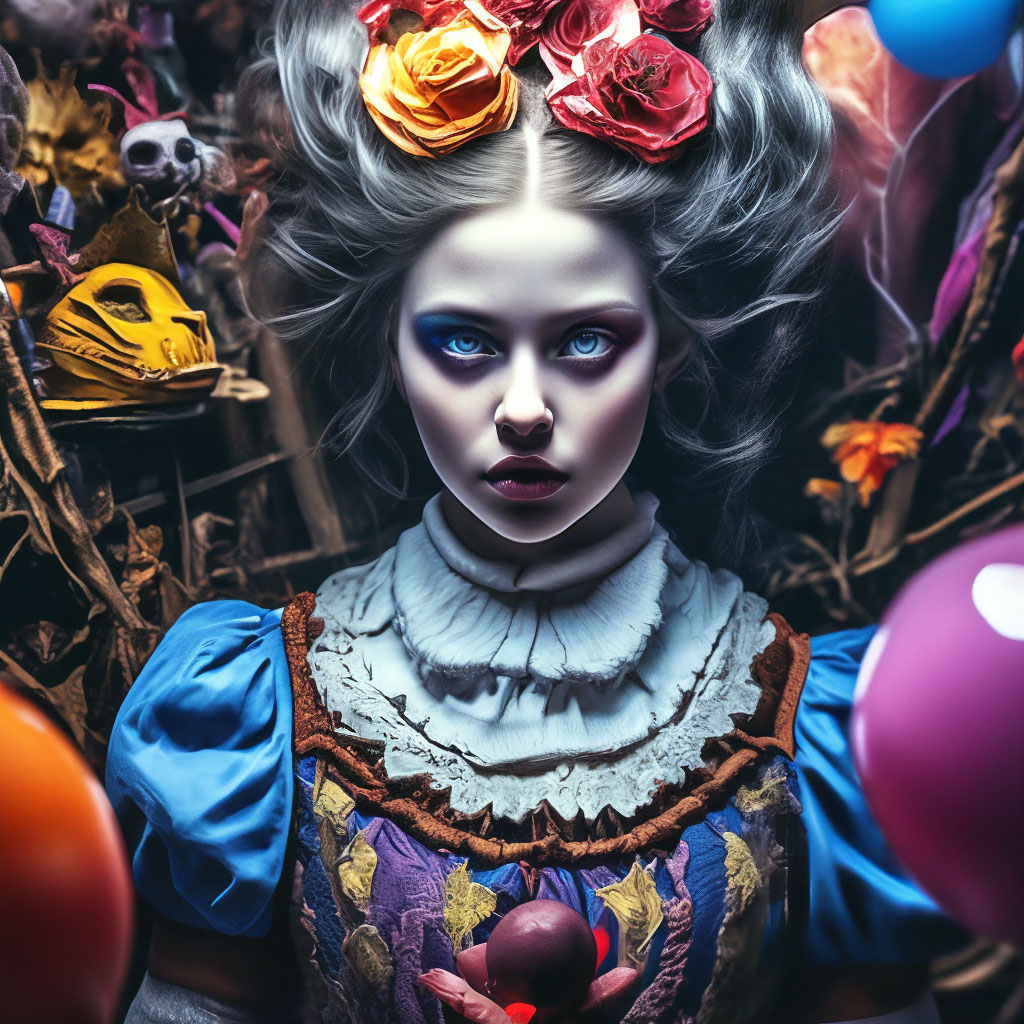 "Horror, professional photo, realistic, anomaly, alice in wonderland ...