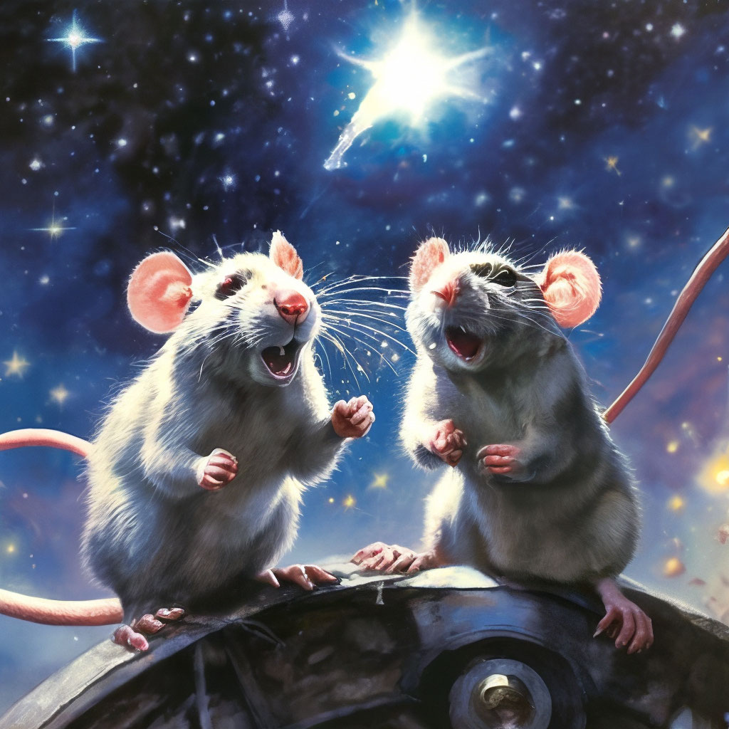 "Rats steal stars" — image created in Shedevrum