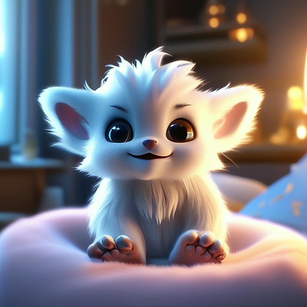 "Mega-cute mega-beautiful cartoon newborn yeti, 3D rendering, fantasy ...