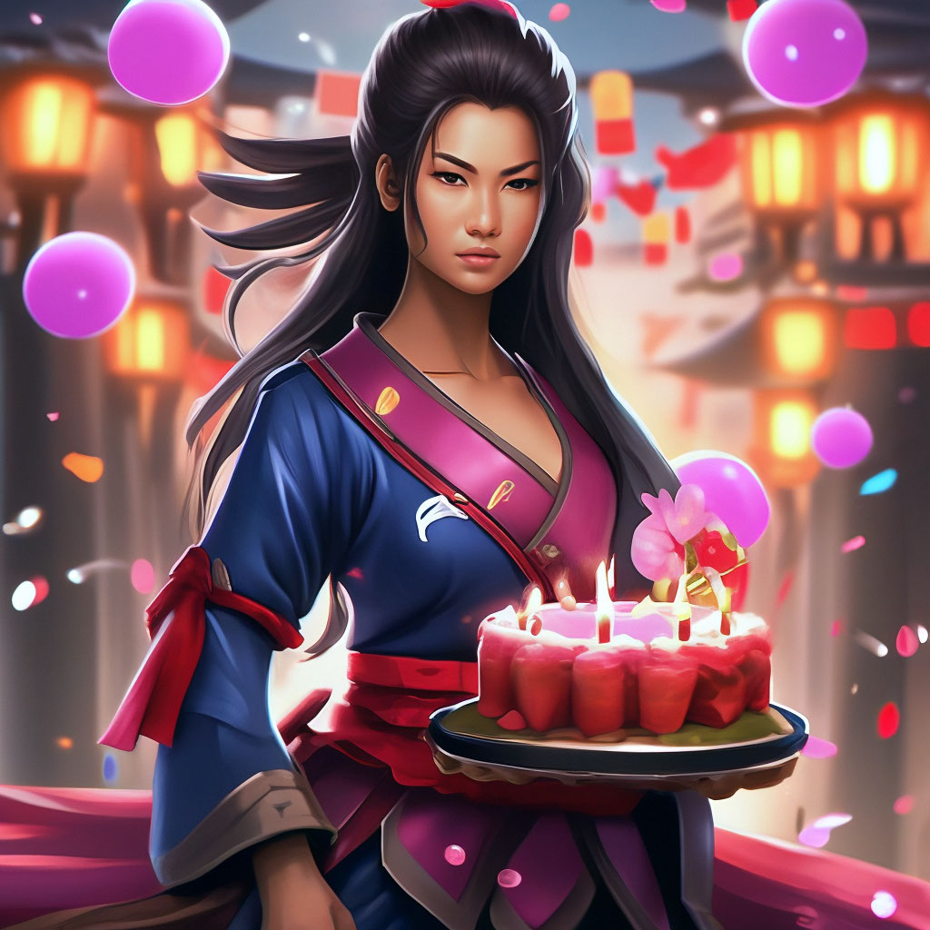 "Raya samurai wishes happy birthday" — image created in Shedevrum