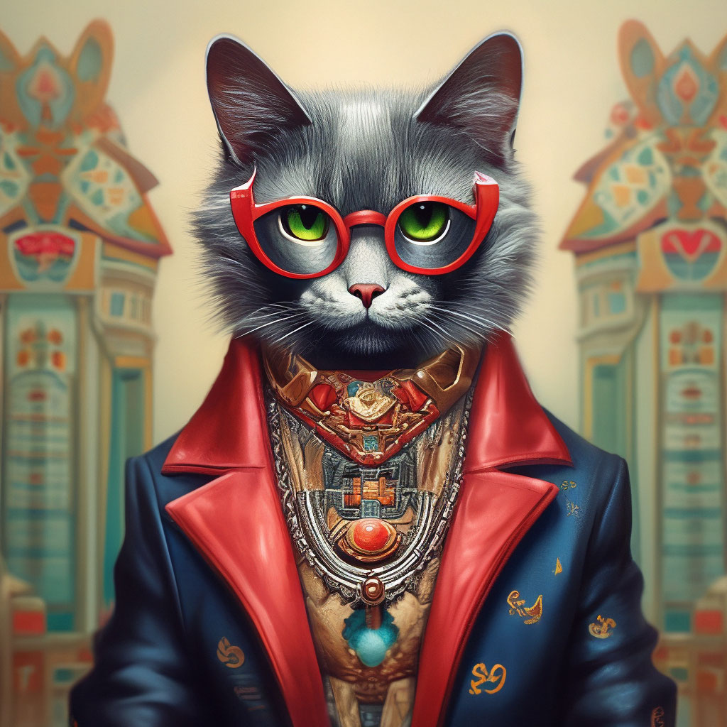 "Cat in fashion-style" — image created in Shedevrum