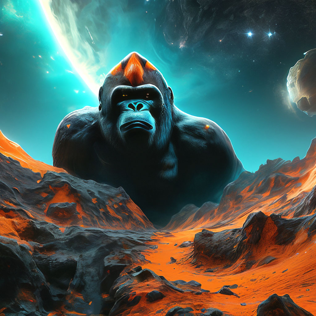 "The Gorilla Nebula, ,space,lunar landscape,craters,milky way on the ...