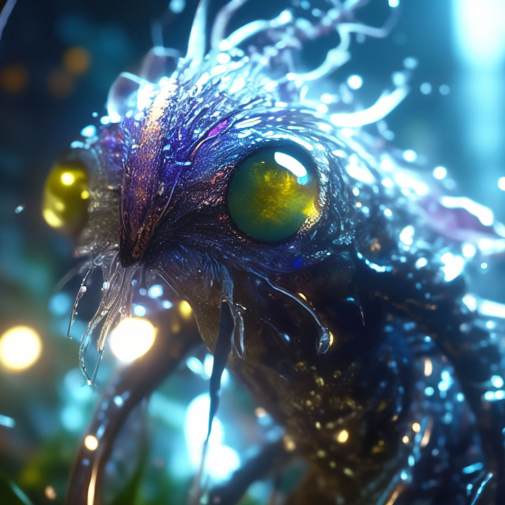 "Unusual creature, beautiful, consists of electricity and smoke, soft ...