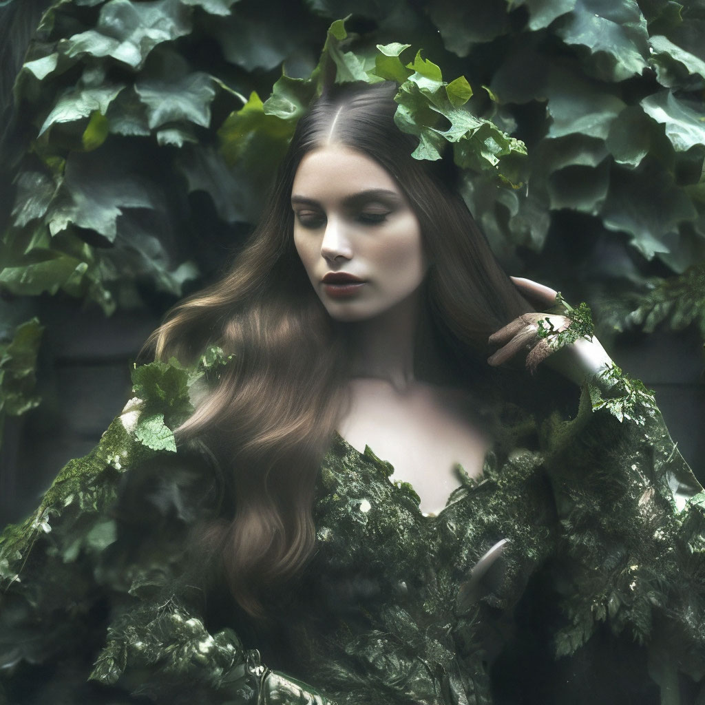 "Series "Plants" 32k, beautiful girl, couture, model pose, fashion ...