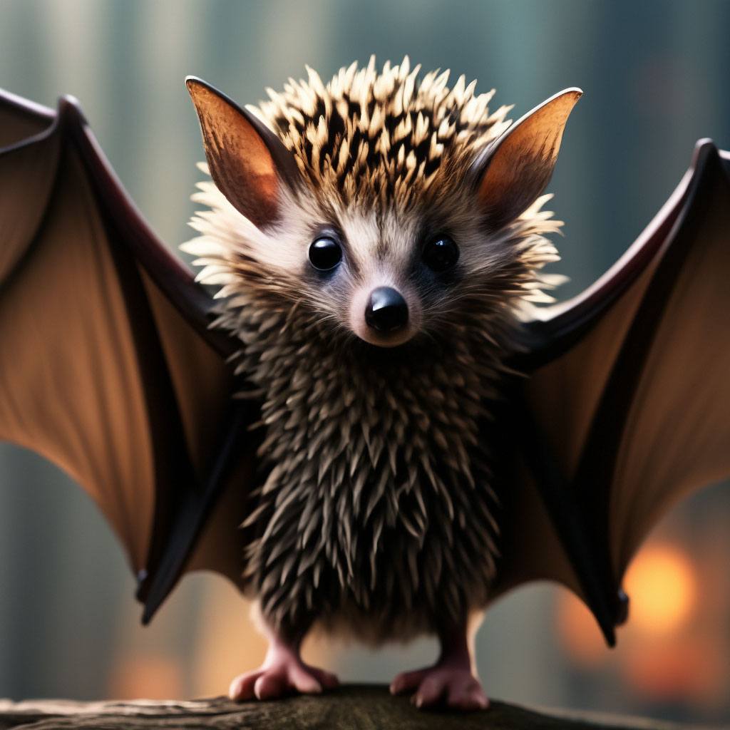 "Hybrid hedgehog bat" — image created in Shedevrum