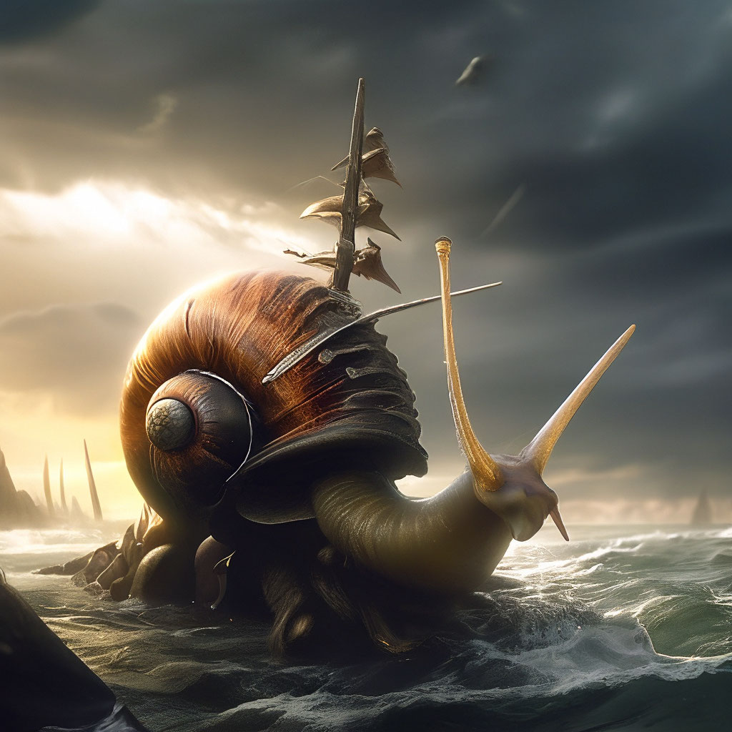 "Snail "Under sail"" — image created in Shedevrum