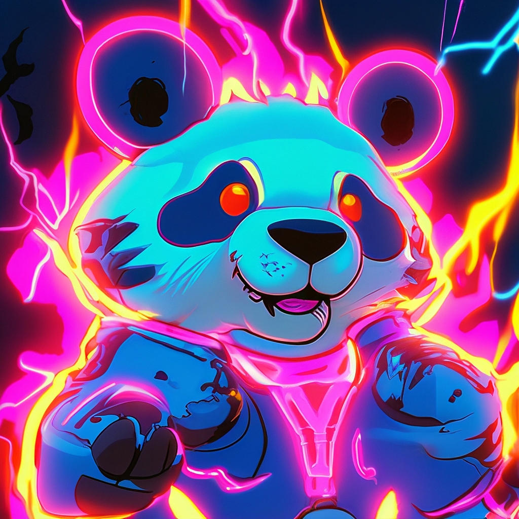 "Panda,lightning, flame of fire multicolored theme" — image created in ...