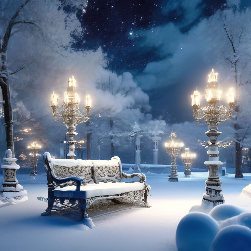 "Winter landscape in light blue tones,delicate white velvety clouds ...