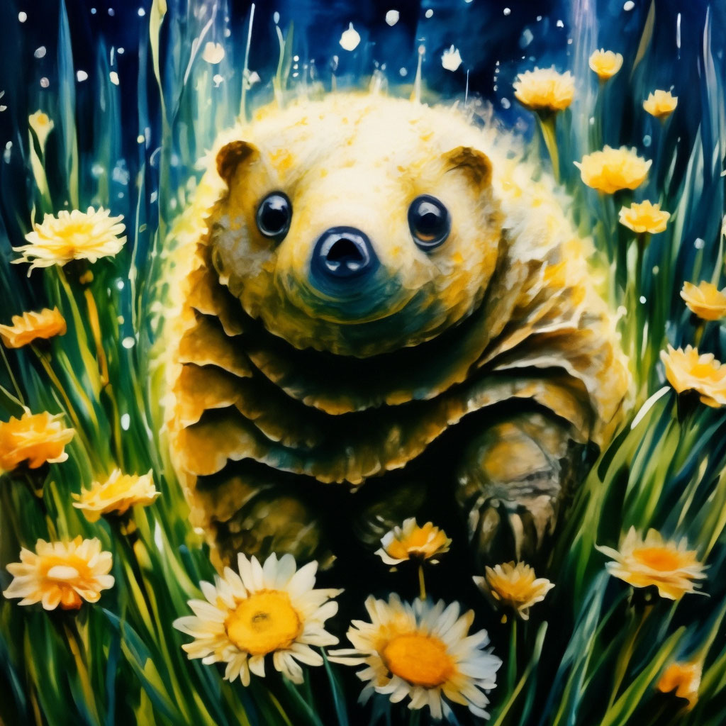 "Watercolor drawing, magic, magic, fluffy tardigrade, brilliant ...