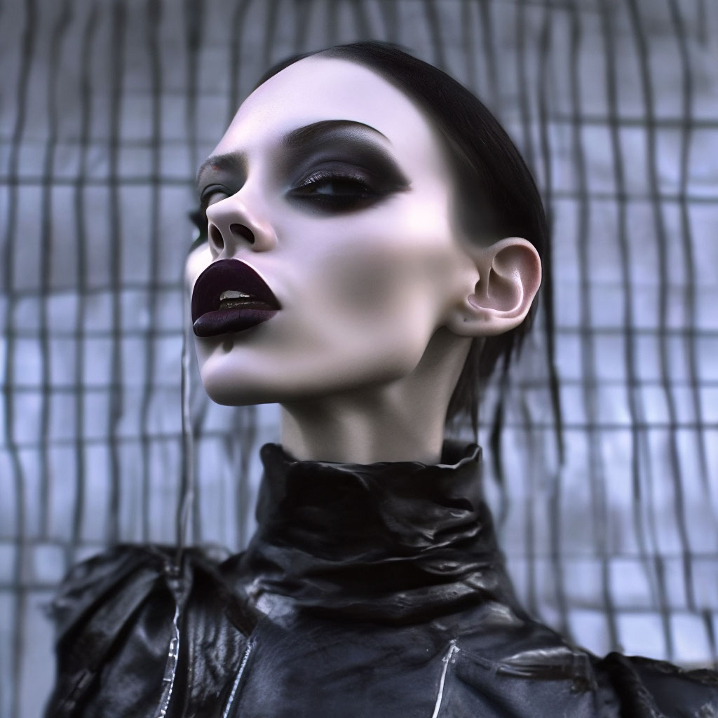 "A cool goth skinny girl Jasmine Grey in old rags with thick huge lips ...