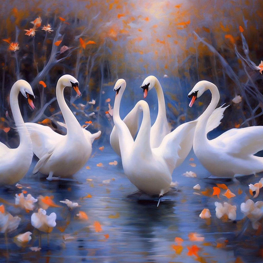 "The dance of the little swans" — image created in Shedevrum