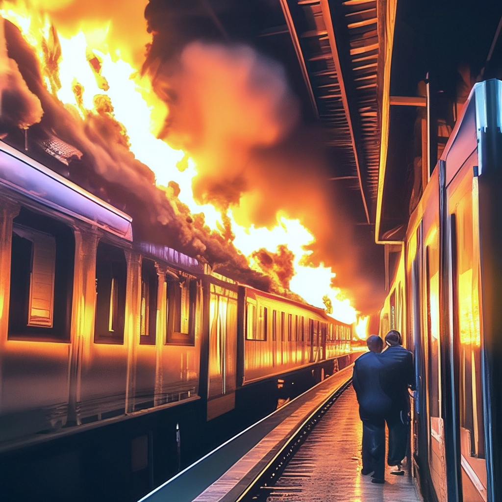 "This train is on fire and we have nowhere else to run" — image created ...
