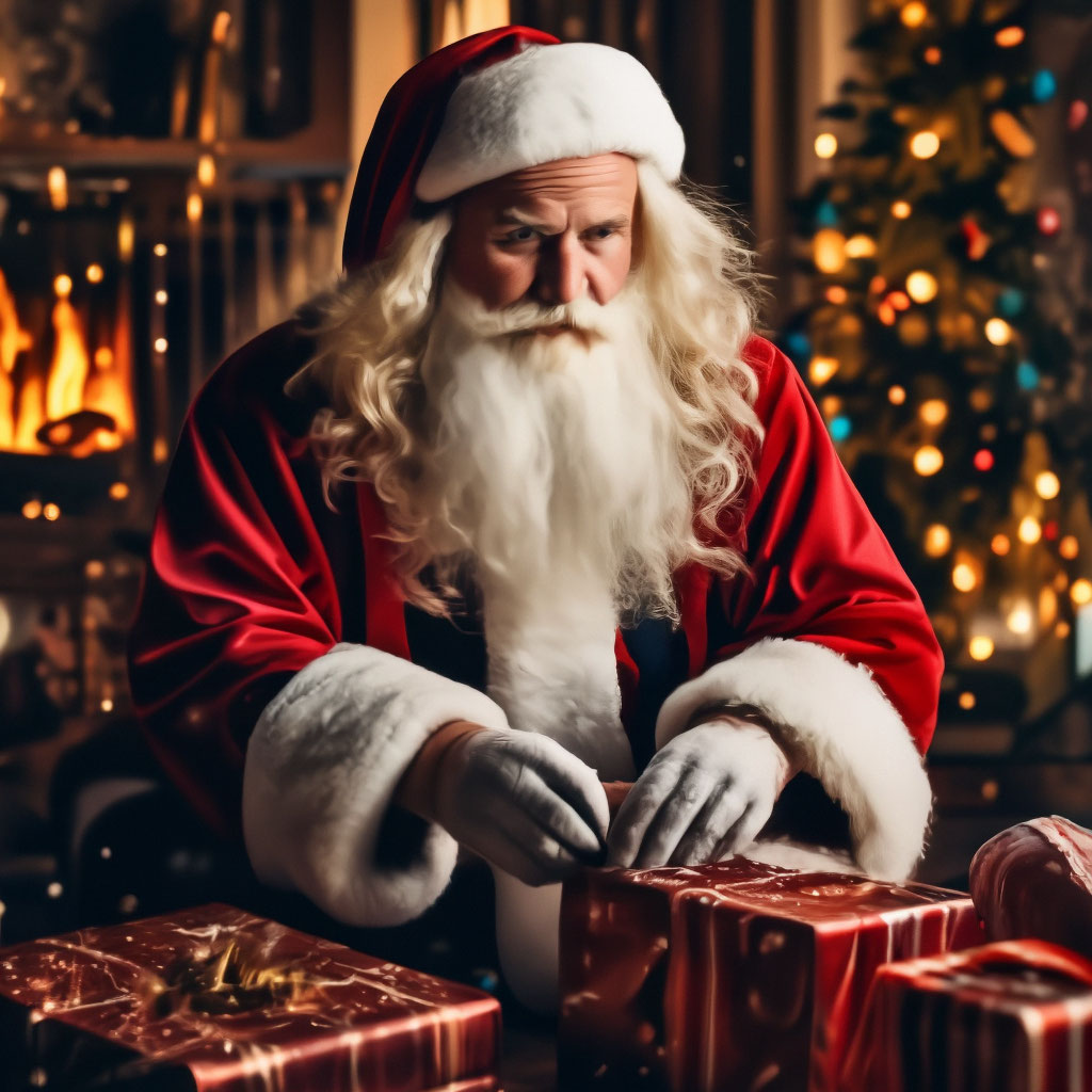 "Santa Claus came to finish his gifts" — image created in Shedevrum