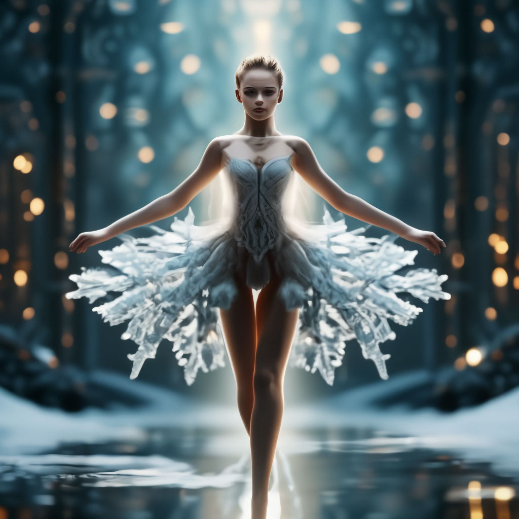 "Winter dance, ballet, snowflake logo" — image created in Shedevrum