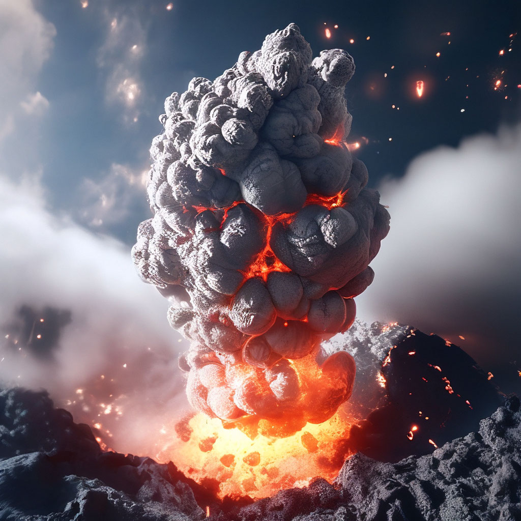 "©Alexander V. transparent balloon explosion,ash column,thick clouds ...
