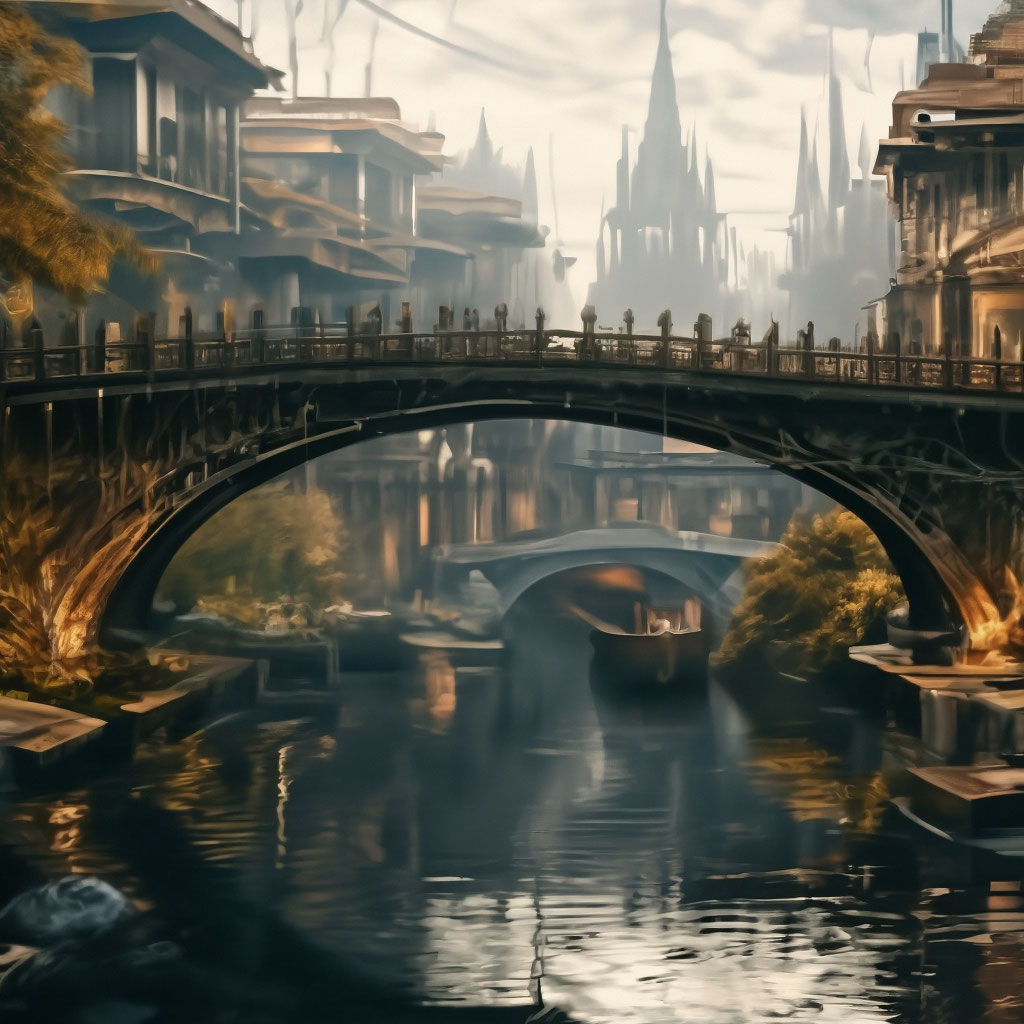 "Bridge over the river, ancient city, 18 век,альтернативная история ...