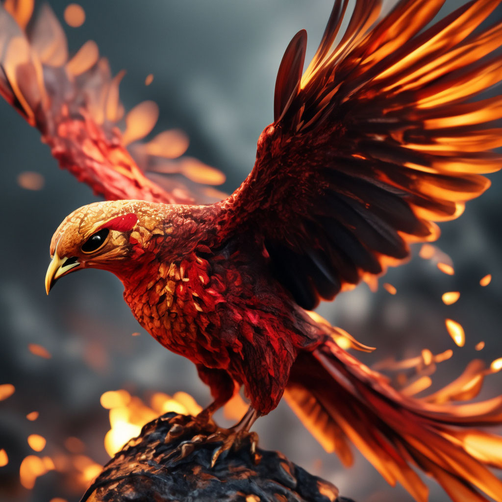 "Firebird, realistic, professional photo, 30mm lens, f/2.8, 4k, ISO 100 ...