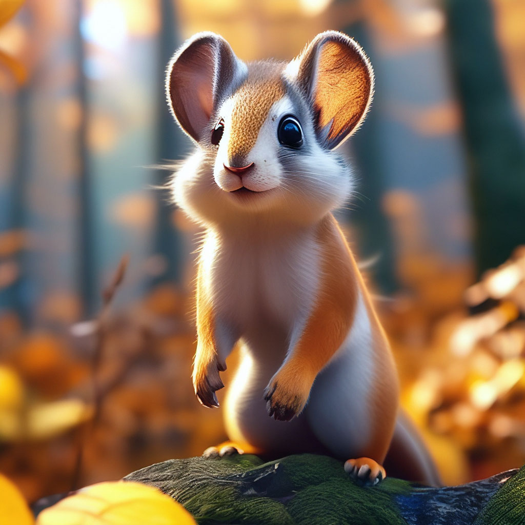 "Jerboa. Jerboa+chipmunk+mink,hybrid,in the autumn forest,forgotten ...