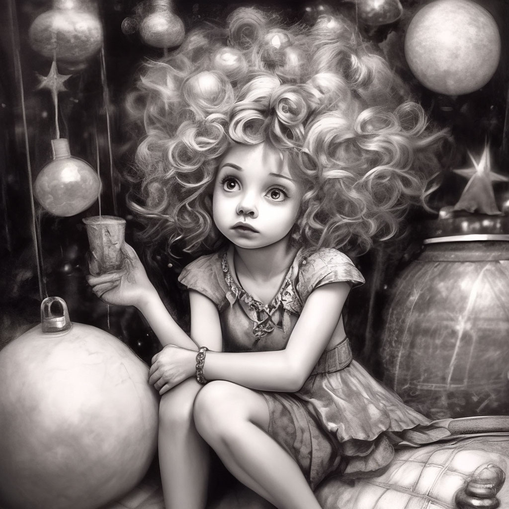 "Sketch, silly little eye, awkward, wild micro fairy with curls on her ...