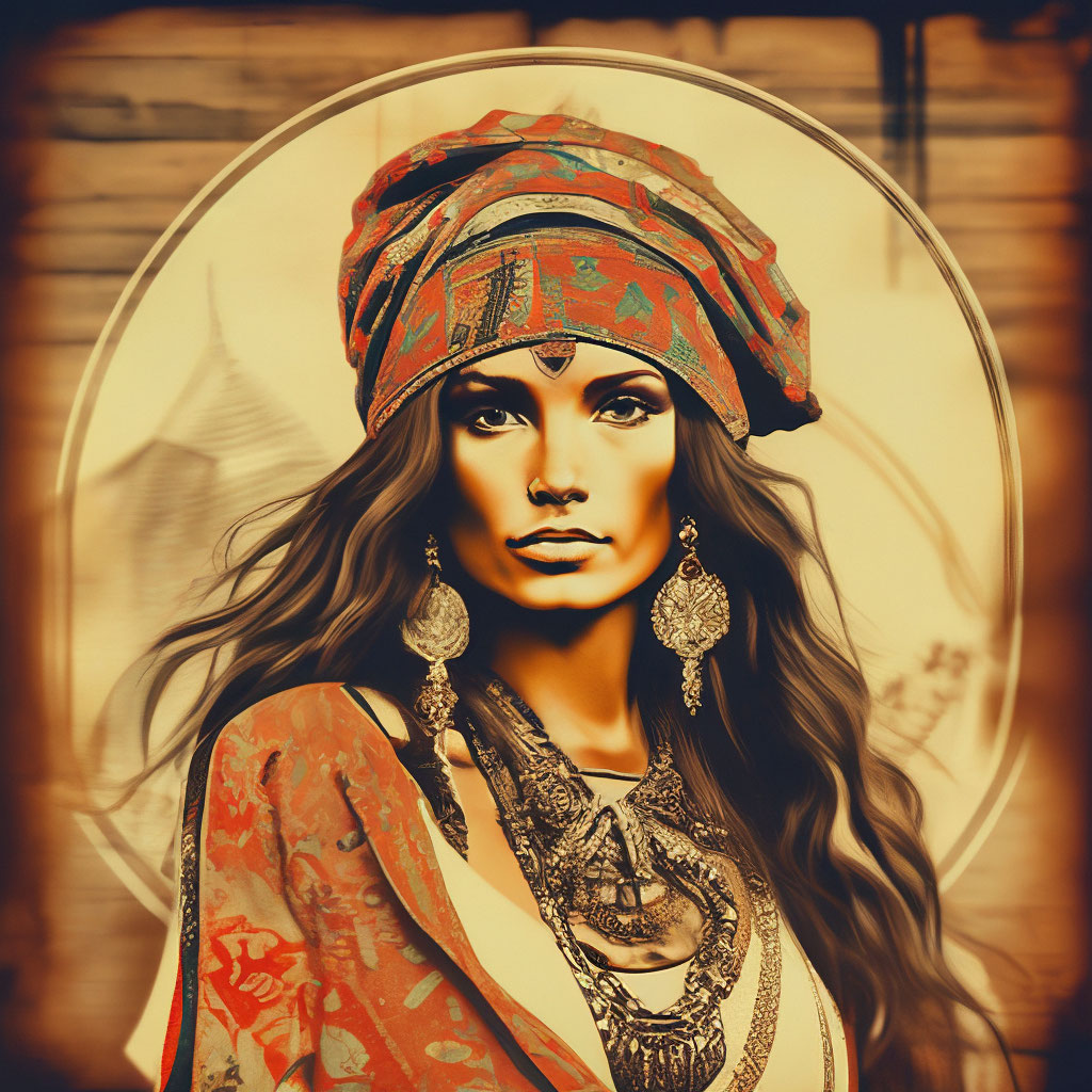 "Gypsy in rustic style, graphics, illustration" — image created in ...