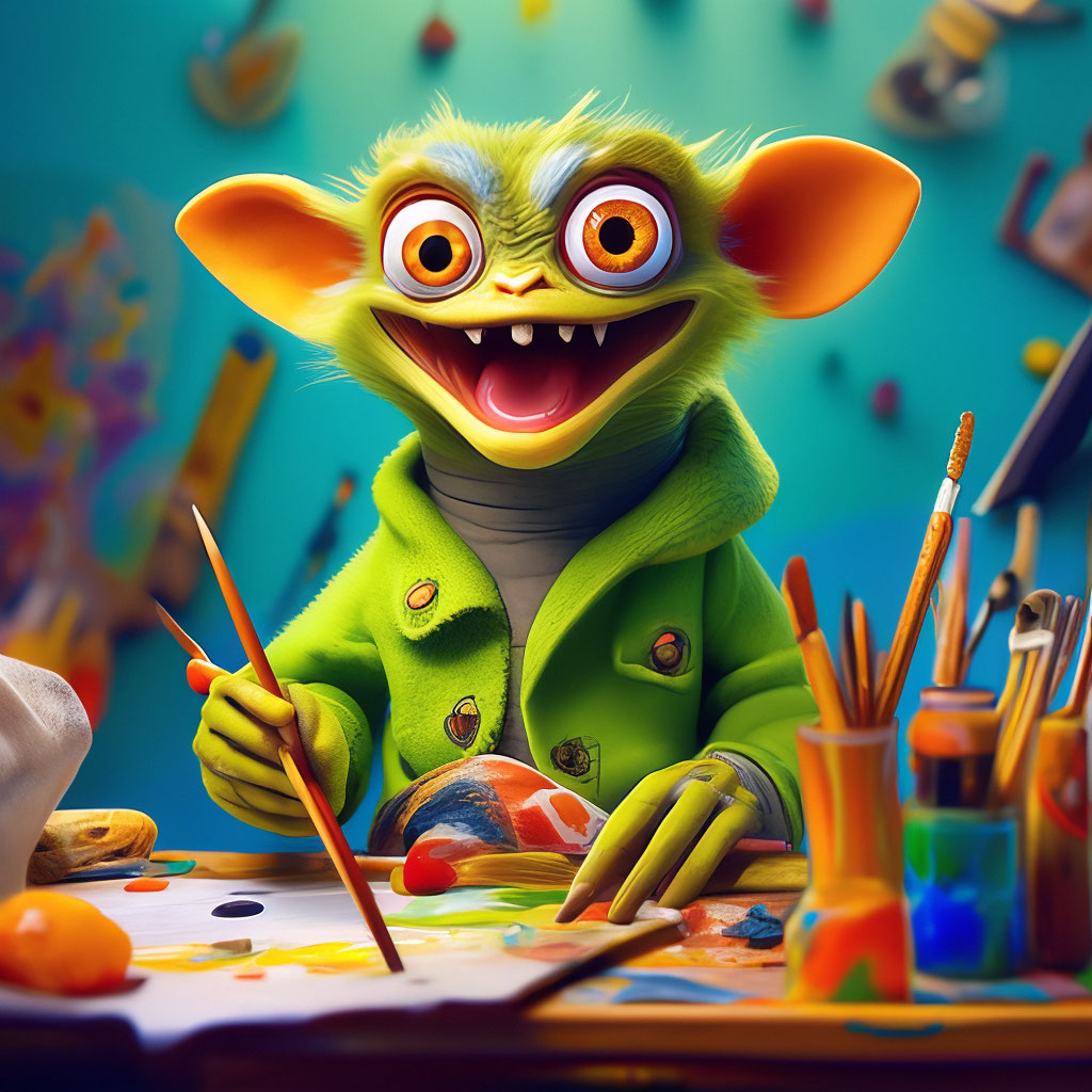 "Creep fluffy funny bug-eyed krakodil in the style of Salvador Dali ...