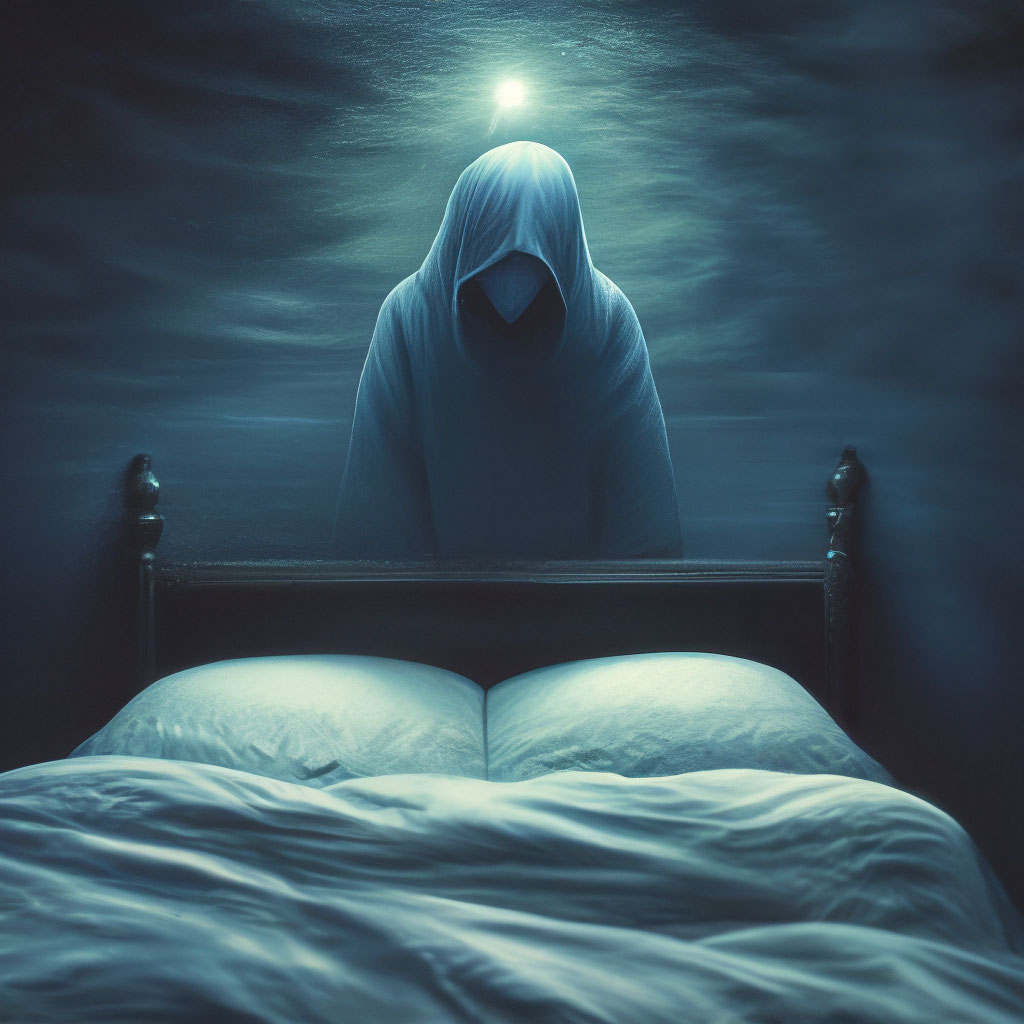 "Sleep paralysis, scary" — image created in Shedevrum
