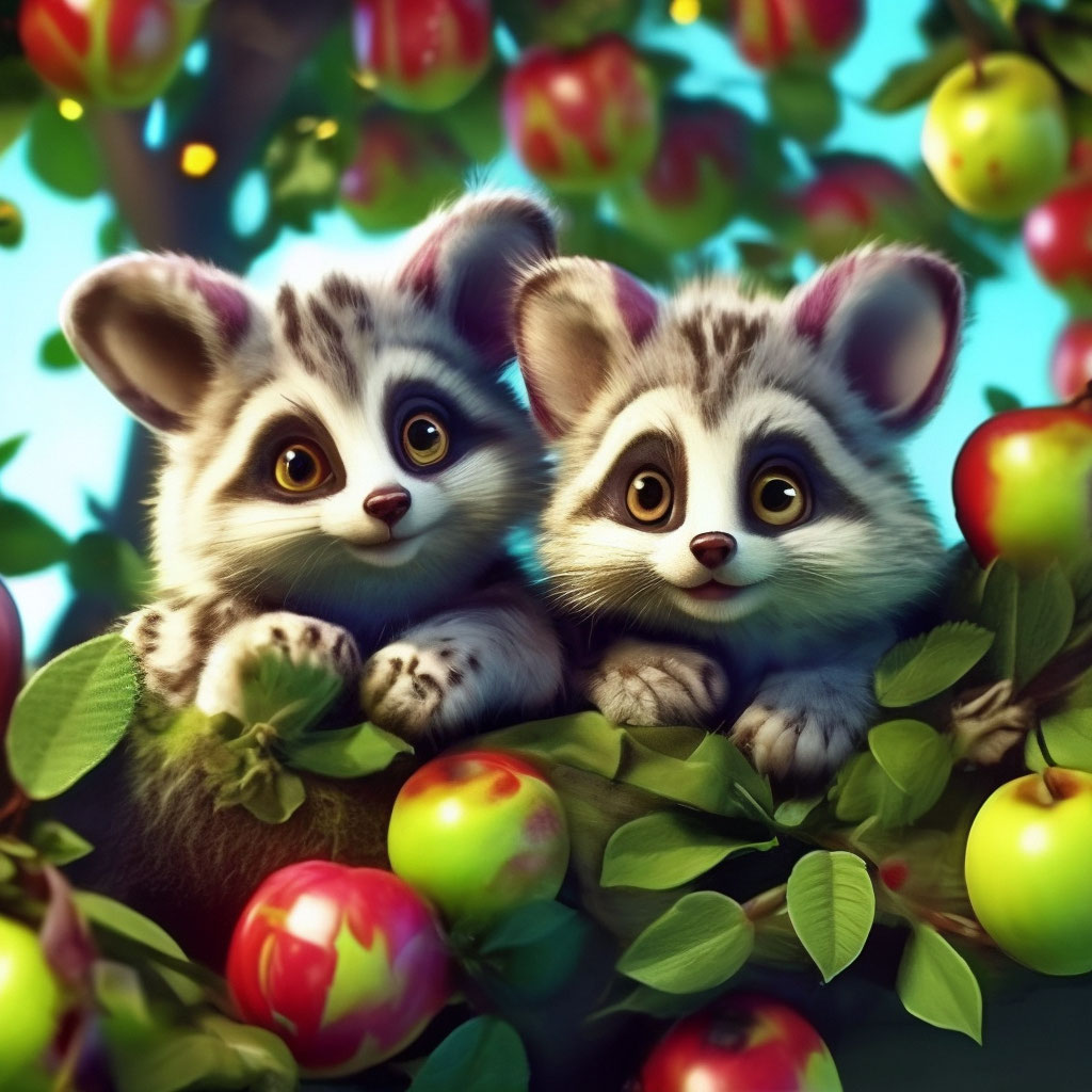 "🍀 2 small scared very cute spotted furry creatures, emerald eyes ...