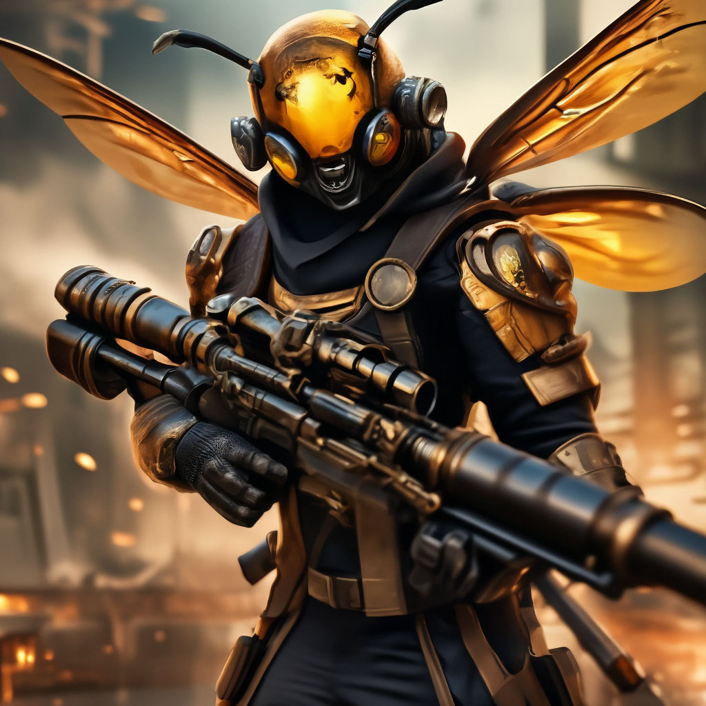 "Sniper Bee is a steampunk action movie" — image created in Shedevrum
