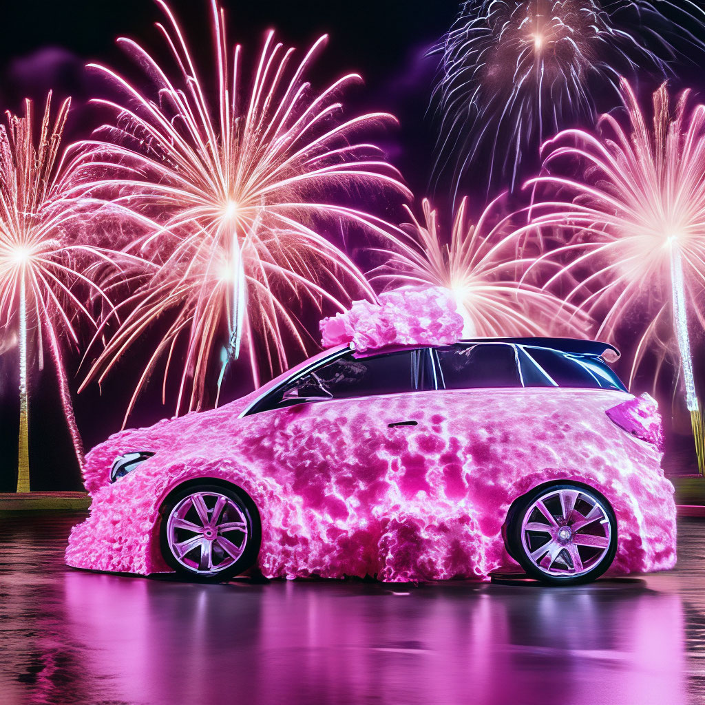 "Blonde Drive: Mercedes-Benz I-class, completely covered with pink foam ...